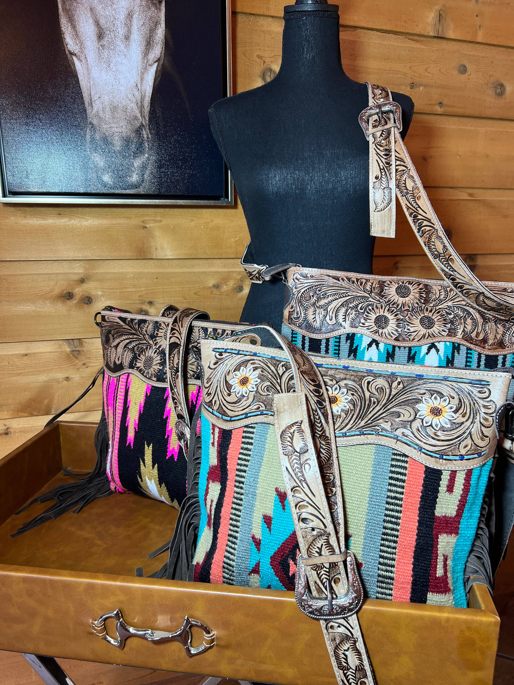 Saddle Blanket Tooled Leather Tote Bag Concealed Carry Purse – Westrian ...
